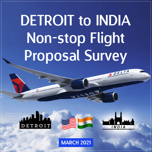 Detroit to India non-stop flight proposal survey