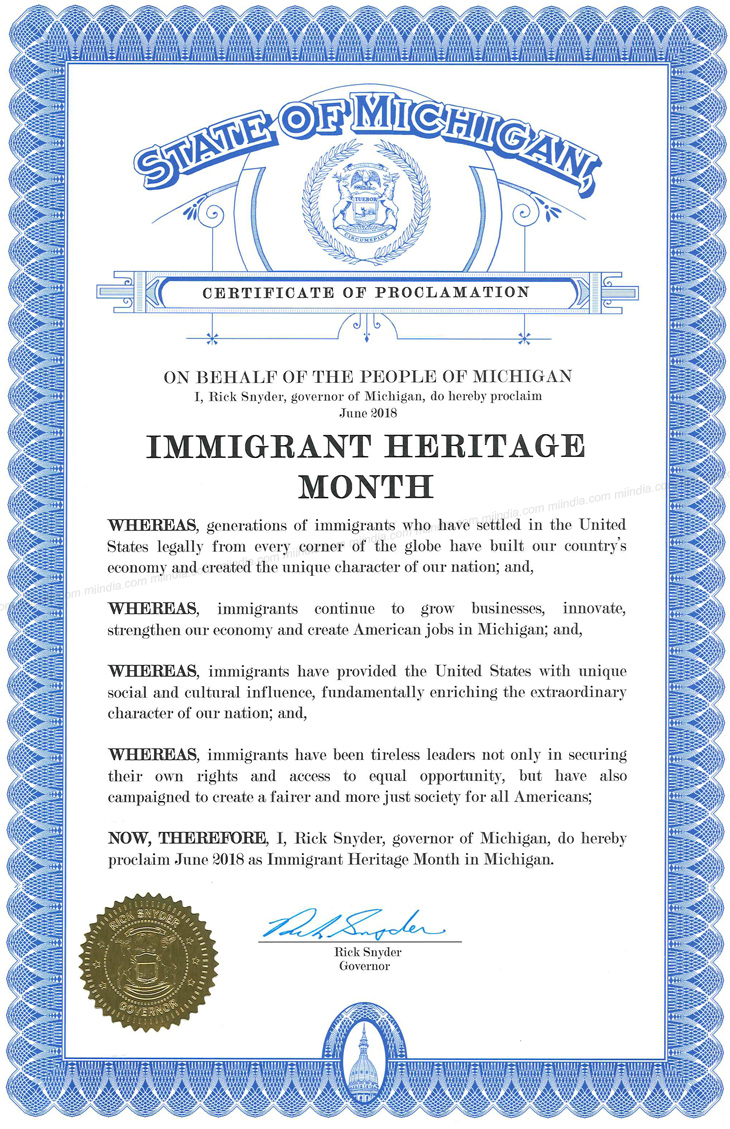 State of Michigan celebrates June as Immigrant Heritage Month